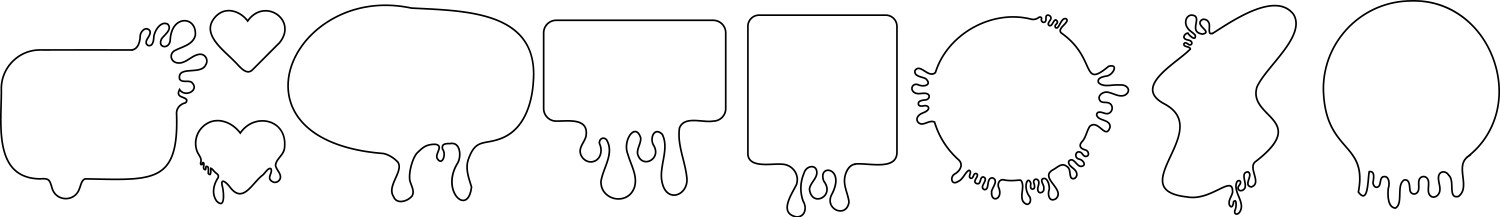 Outline paint splatter black set and collection Vector Image