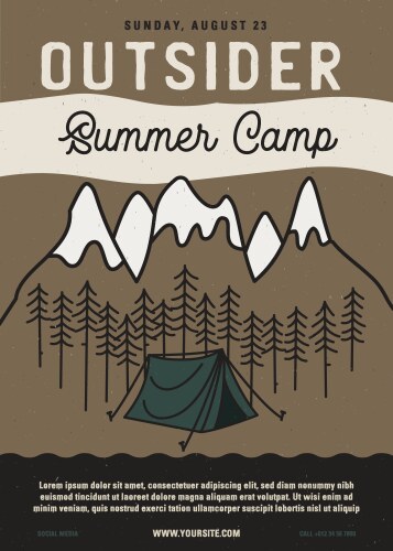 Camping flyer templates travel adventure posters Vector Image