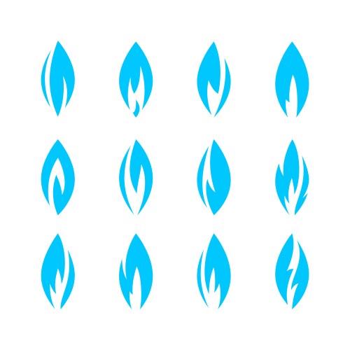 Fire flames set icons Royalty Free Vector Image