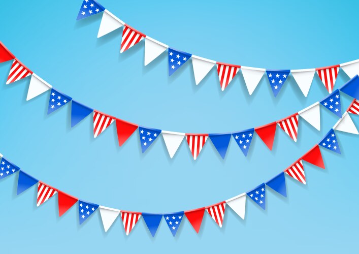 Color flags garland template for a text Royalty Free Vector