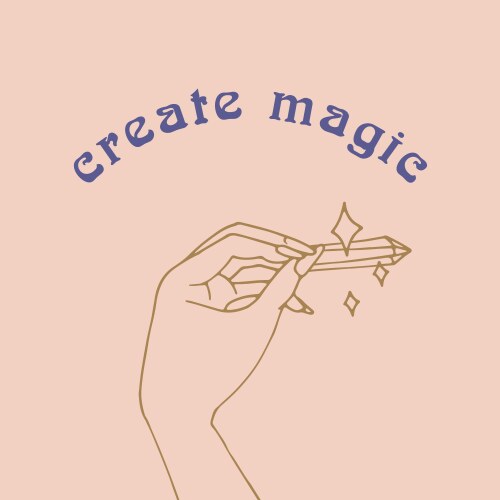 Mystical quote create magic with doodle sketch Vector Image
