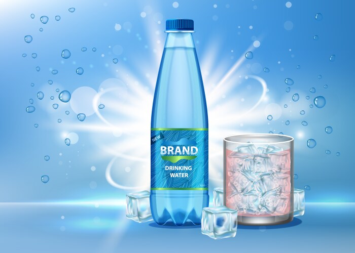 Pure sparkling water ad plastic bottle Royalty Free Vector