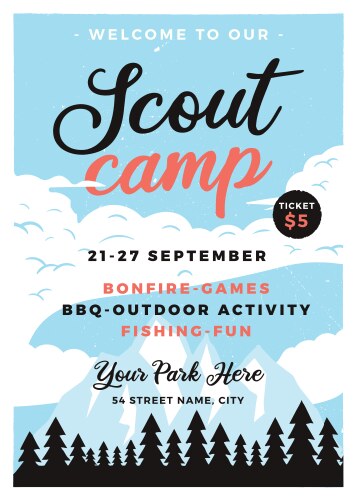 Boy scout camp typography poster Royalty Free Vector Image