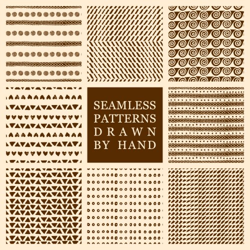 Hand drawn patterns set Royalty Free Vector Image