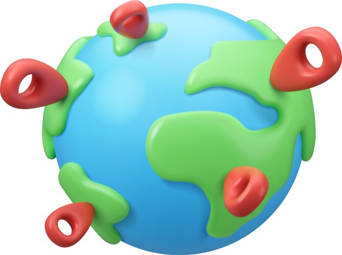 Earth with pins aircraft tickets passport Vector Image