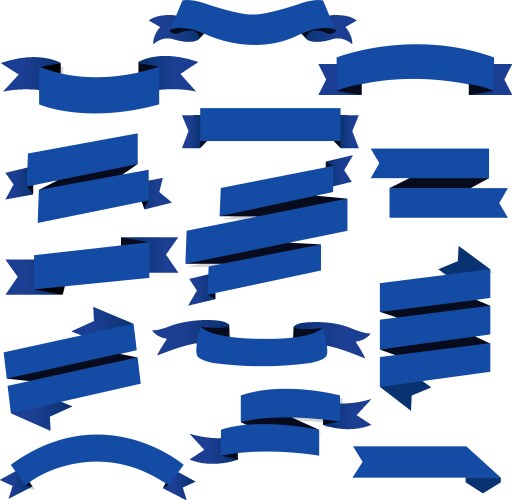 Set blue ribbons isolated on white background Vector Image