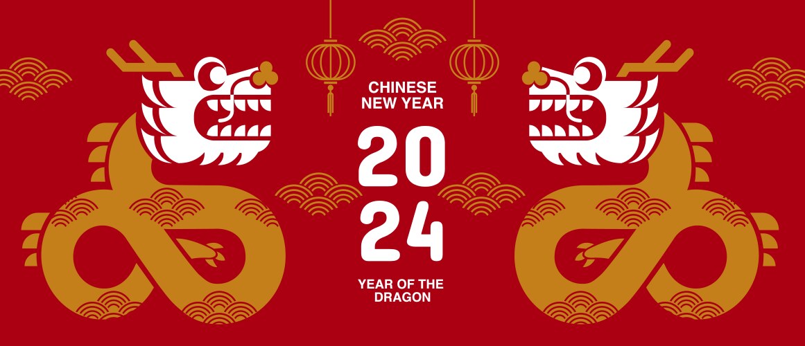 2024 lunar new year dragon traditional patterns Vector Image