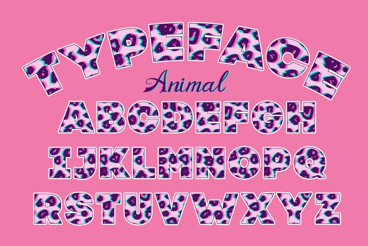Animal font for posters mammals fur leopard Vector Image