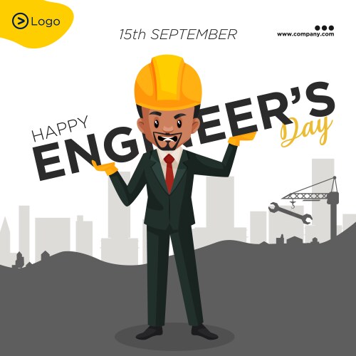 Banner design of happy engineers day Royalty Free Vector