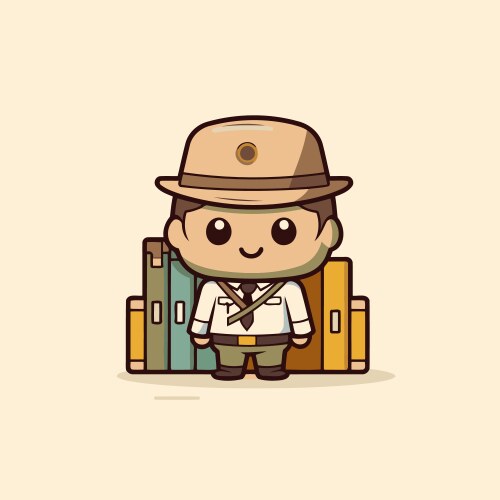 Cartoon safari explorer with hat and boots Vector Image