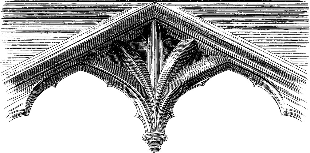 Detailed engraved cathedral facade and archway Vector Image