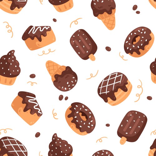 Hand drawn chocolate pattern design Royalty Free Vector