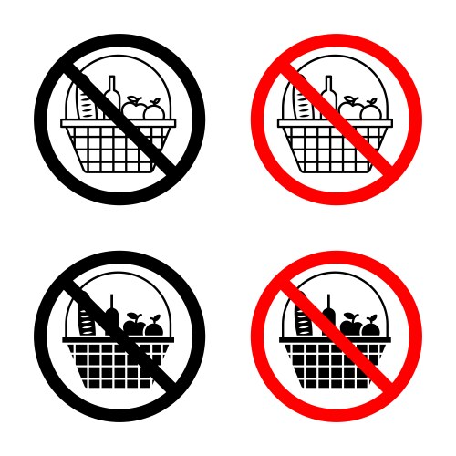 Picnics are prohibited sign icon set forbidden Vector Image
