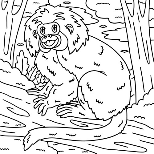 Golden lion tamarin monkey coloring page for kids Vector Image