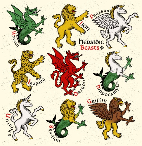 Heraldic monsters Royalty Free Vector Image - VectorStock