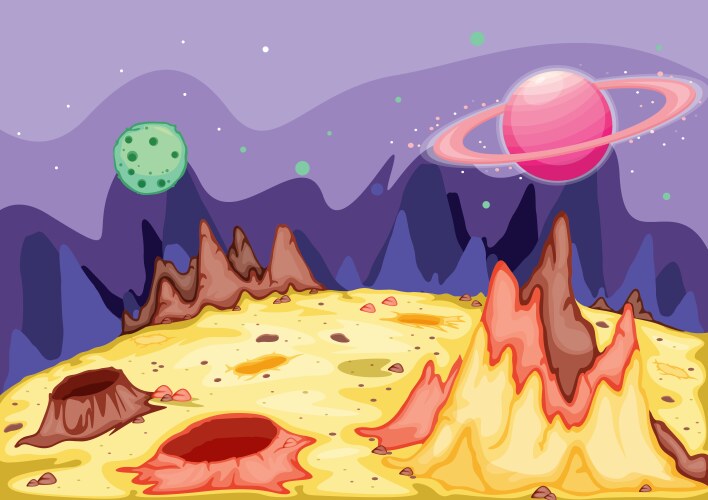 3d alien planet surface with craters Royalty Free Vector