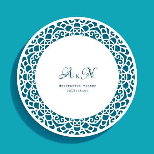 Circle frame with cutout lace border pattern Vector Image