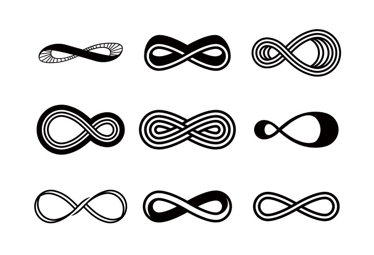 Infinity symbols eternal limitless endless Vector Image