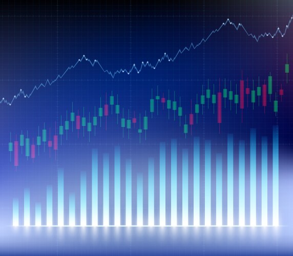 Abstract green growing financial graph chart Vector Image