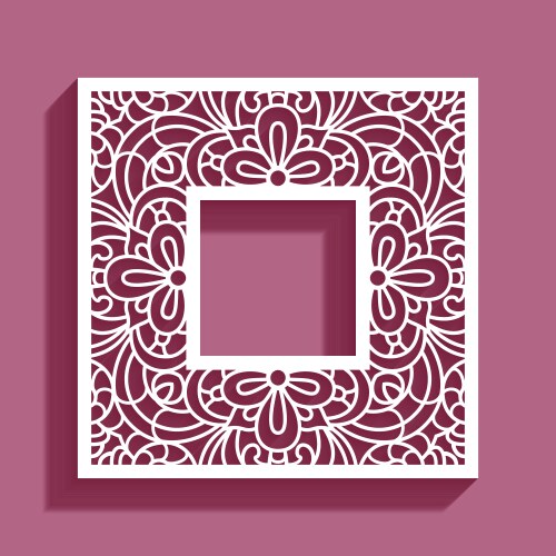 Oval frame with cutout lace border pattern Vector Image