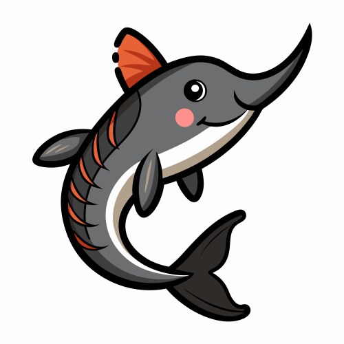 Chinese paddlefish fish stands kawaii Royalty Free Vector