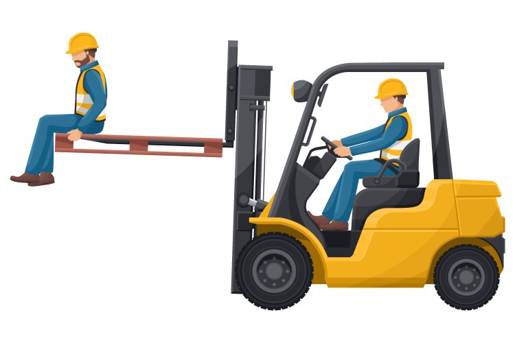 Transporting people on the forklift is prohibited Vector Image