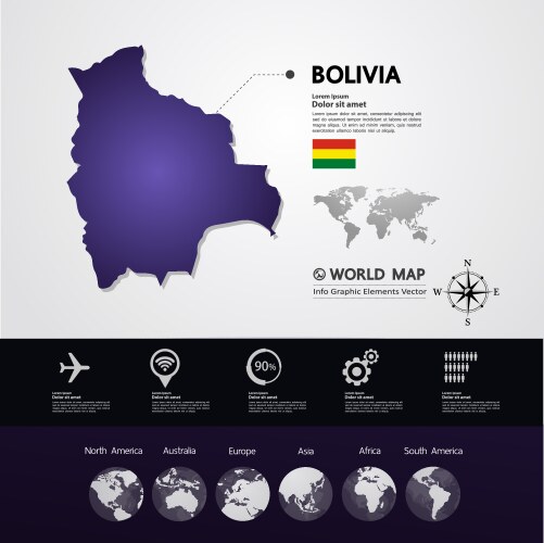 Bolivia map Royalty Free Vector Image - VectorStock