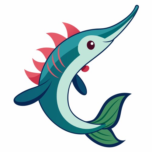 Chinese paddlefish fish stands kawaii Royalty Free Vector