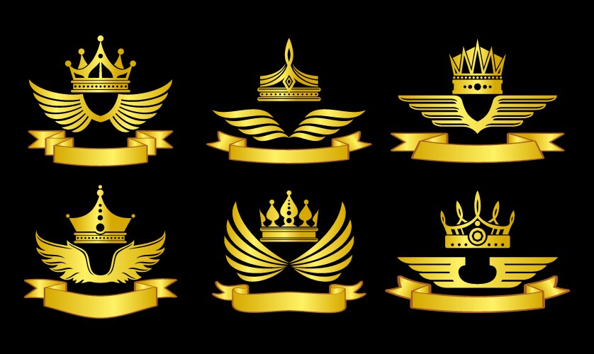 Crown logo set Royalty Free Vector Image - VectorStock