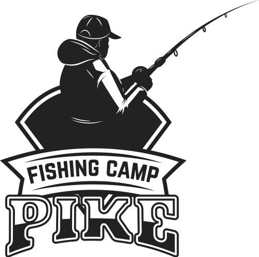 Fishing camp emblem template with carp fish Vector Image