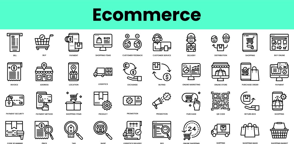 Set of ecommerce icons linear style icon bundle Vector Image