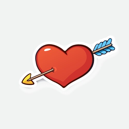 Cartoon sticker heart Royalty Free Vector Image