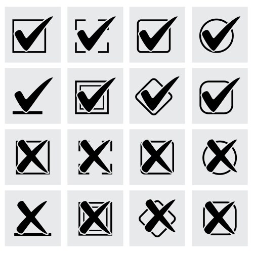 Set hand drawn check v signs isolated Royalty Free Vector
