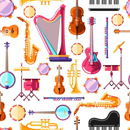 Border template with musicnotes and instruments Vector Image