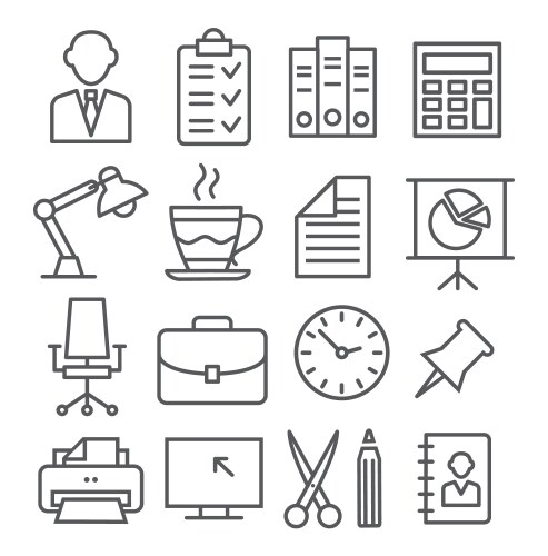 School supplies line icons Royalty Free Vector Image