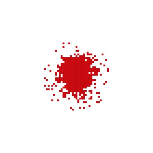Red blood splatter in pixel art style pixelated Vector Image
