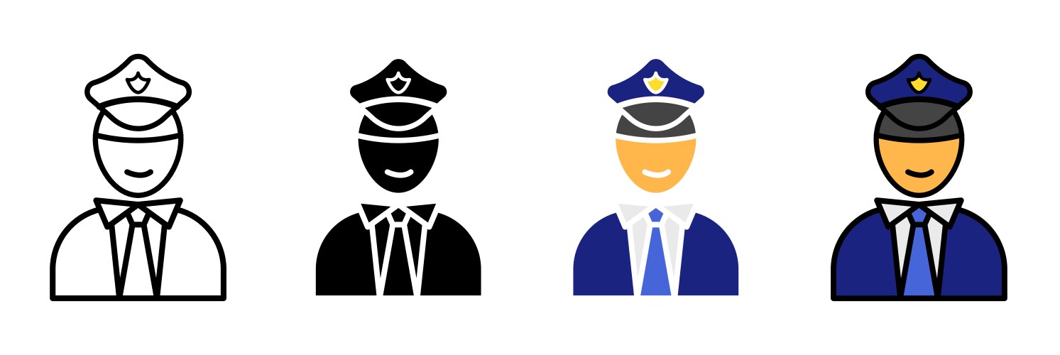 Police icon set security guard symbol policeman Vector Image