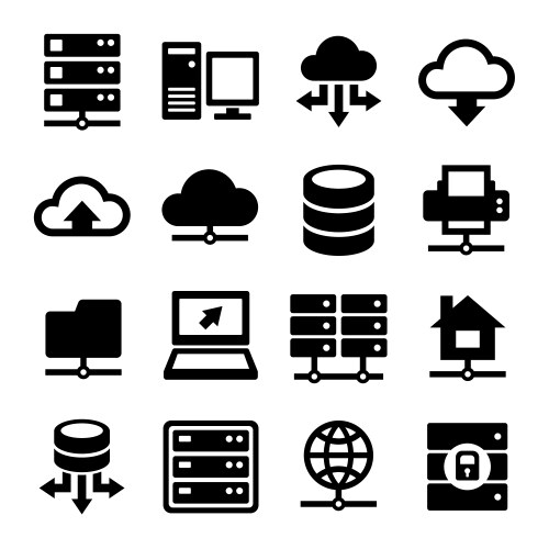 Big data cloud computing icons Royalty Free Vector Image