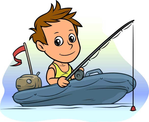 Fisherman in boat Royalty Free Vector Image - VectorStock