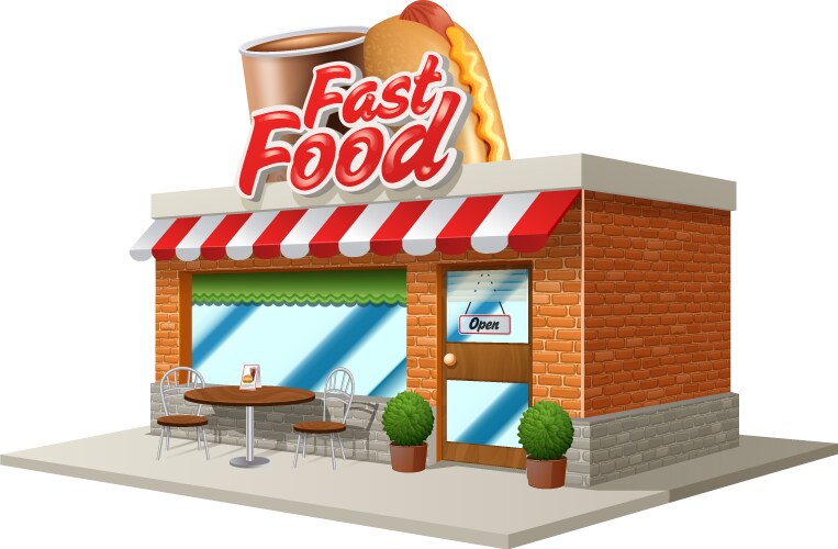 Fast food shop store front flat style Royalty Free Vector