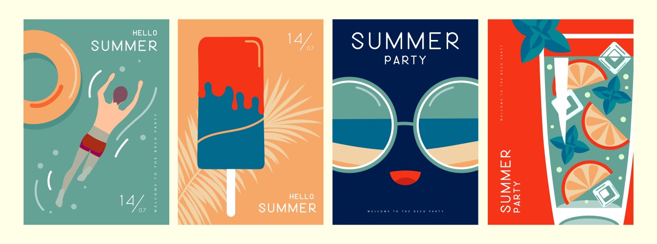 Minimalistic summer poster design template Vector Image
