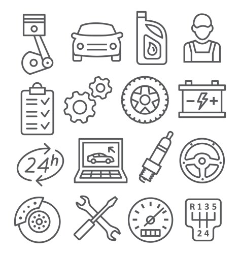 Mechanic workshop icons Royalty Free Vector Image
