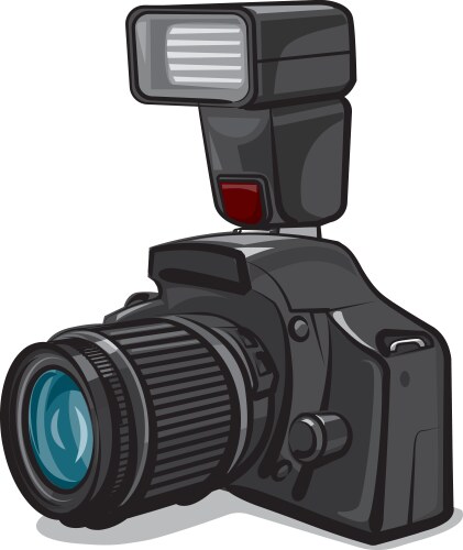 Dslr photo camera flat style Royalty Free Vector Image