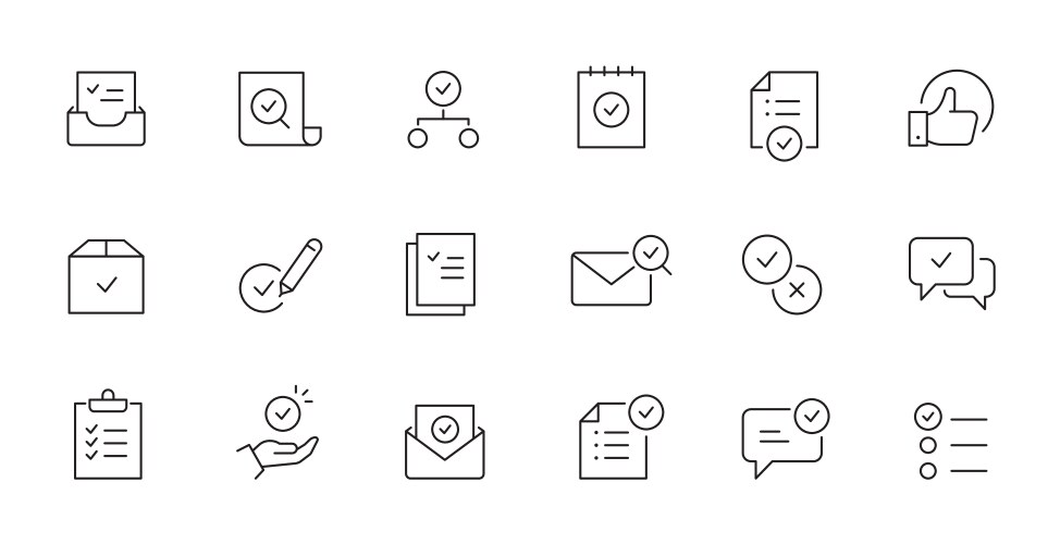 Check mark quality control line icon approve Vector Image