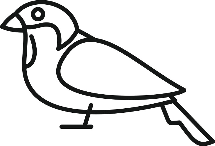 Small bird standing side view minimalist line art Vector Image