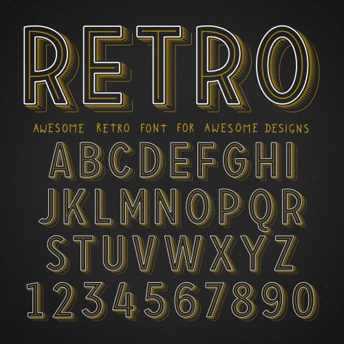 Retro font with shadow Royalty Free Vector Image