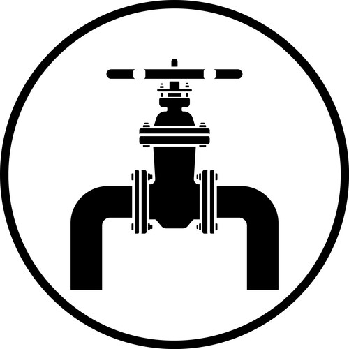 Icon of pipe with valve Royalty Free Vector Image