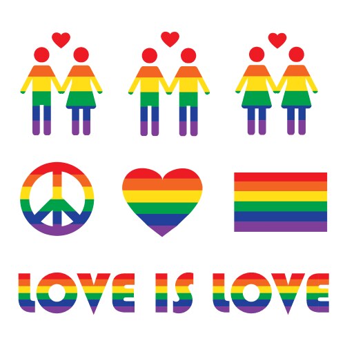 LGBT Pride Rainbow Symbols Set Royalty Free Vector Image