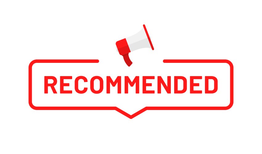 Red banner recommended with thumbs up Royalty Free Vector