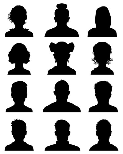 Male and female head silhouettes avatar profile Vector Image